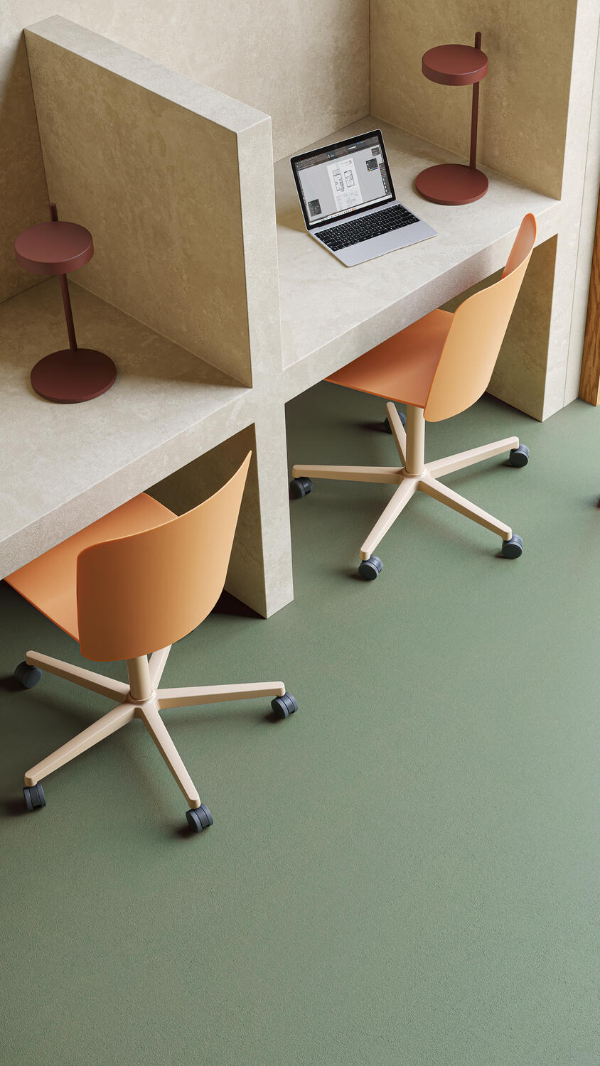 Lino Materiale; sol en linoléum avec des particules de liège naturel ...